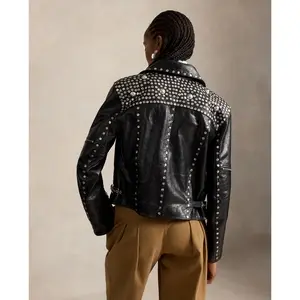Ralph Lauren Studded Leather Moto Jacket