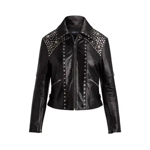 Ralph Lauren Studded Leather Moto Jacket