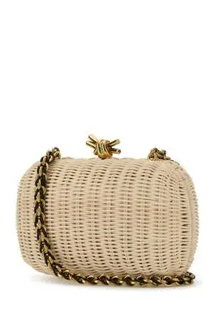 Bottega Veneta Raffia Knot Clutch With Golden Metal Finishing