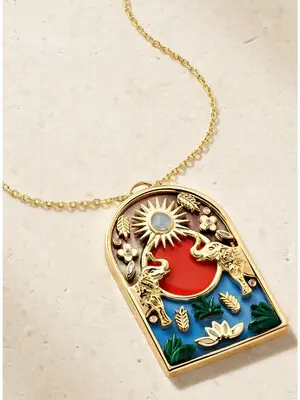 L’ATELIER NAWBAR L'atelier Nawbar Noah's Ark Elephant 18-karat Multi-stone Pendant Necklace - Gold