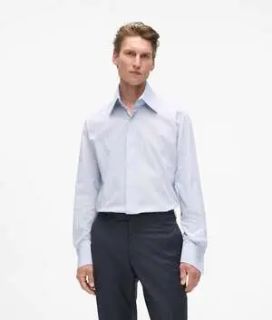 Karl Lagerfeld Modern-fit High-stand Collar Shirt - Navy