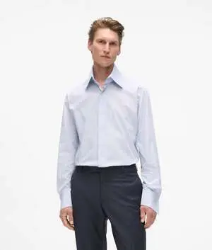 Karl Lagerfeld Modern-fit High-stand Collar Shirt - Navy