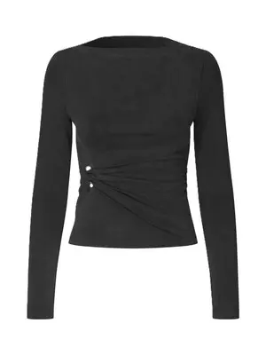 Stine Goya Boatneck Draped Top - Black