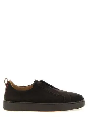 Santoni Victory Suede Slip-on Sneakers - Brown