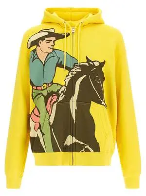 JW Anderson Cowboy Graphic Print Zip-up Hoodie - Yellow