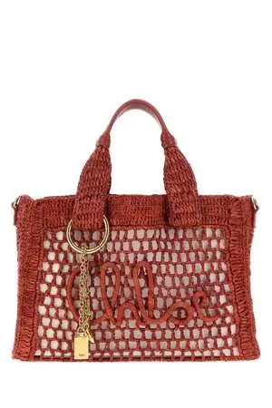 Chloé Raffia Summer Banana Shopping Bag - Red