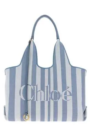 Chloé Embroidered Canvas Stripy Shopping Bag - Multicolor