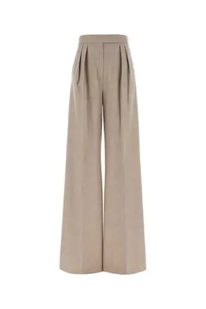 Max Mara Sand Stretch Cashmere Zulia Wide-leg Pant - Brown