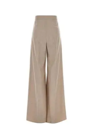 Max Mara Sand Stretch Cashmere Zulia Wide-leg Pant