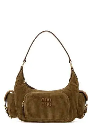 Miu Miu Biscuit Corduroy Pocket Shoulder Bag - Brown