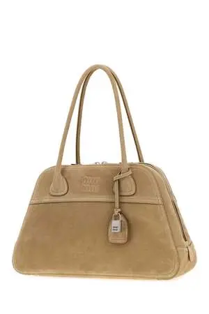 Miu Miu Beige Suede Shopping Bag - Brown