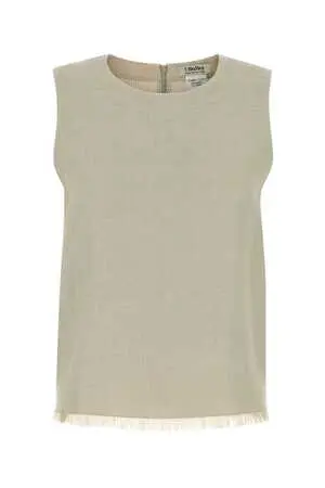 Max Mara S Sand Stretch Linen Blend Anika Tank Top