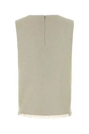 Max Mara S Sand Stretch Linen Blend Anika Tank Top