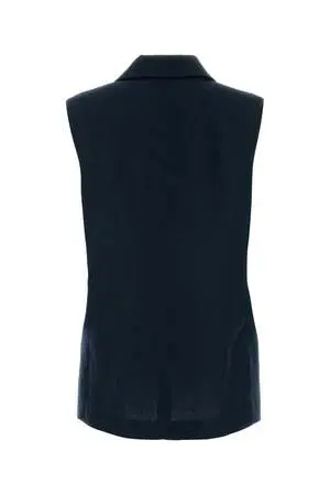 Max Mara S Midnight Linen Bird Vest