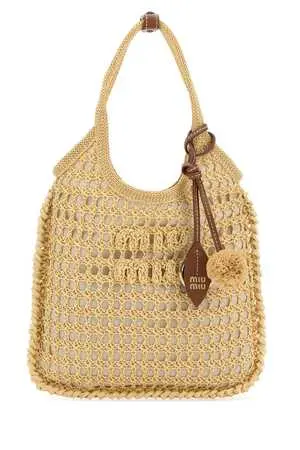 Miu Miu Biege Crochet Ivy Handbag - Brown
