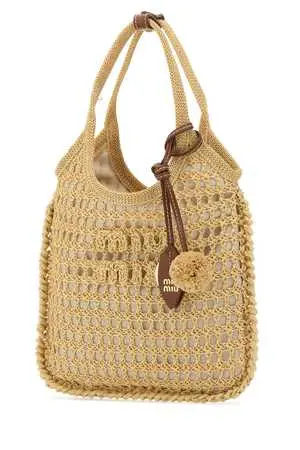 Miu Miu Crochet Shoulder Bag With Golden Metal Finishing