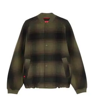 Max & Co. Virgin Wool Plaid Bomber Jacket - Green
