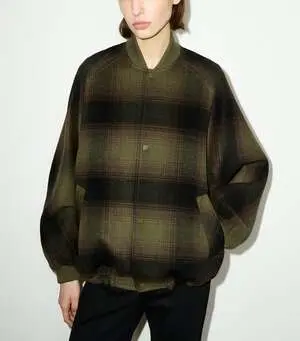 Max & Co. Virgin Wool Plaid Bomber Jacket
