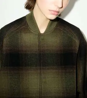 Max & Co. Virgin Wool Plaid Bomber Jacket