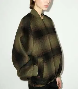 Max & Co. Virgin Wool Plaid Bomber Jacket