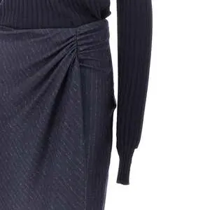 Pinko Knitted Midi Skirt With Pinstriped Skirt