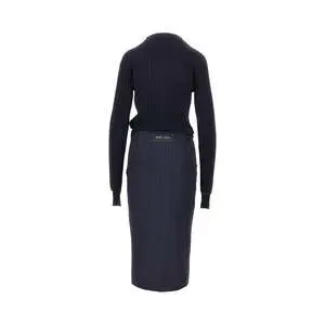 Pinko Knitted Midi Skirt With Pinstriped Skirt