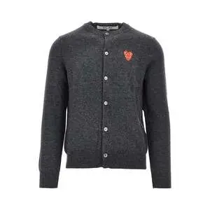 Play Comme Des Garcon Wool Cardigan With Heart Patch