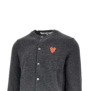 Play Comme Des Garcon Wool Cardigan With Heart Patch