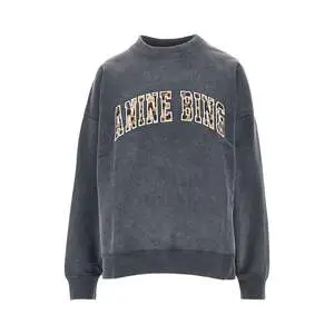 ANINE BING Miles Crewneck Sweatshirt With Embroidered Logo - Grey