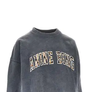 ANINE BING Miles Crewneck Sweatshirt With Embroidered Logo - Grey