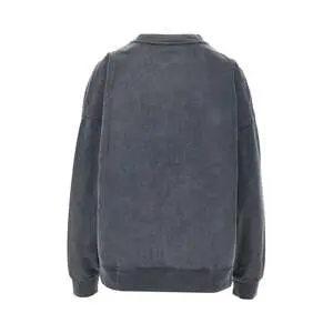 ANINE BING Miles Crewneck Sweatshirt With Embroidered Logo - Grey