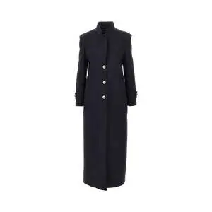 Pinko Wool-blend Long Coat With Antique Gold Buttons