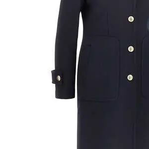 Pinko Wool-blend Long Coat With Antique Gold Buttons