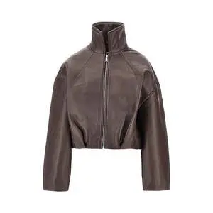 ROTATE BY BIRGER CHRISTENSEN Leather Boxy Jacket - Brown