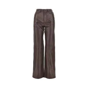 ROTATE BY BIRGER CHRISTENSEN Leather Straight Leg Pants - Brown