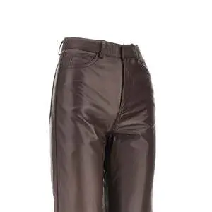 ROTATE BY BIRGER CHRISTENSEN High-rise Straight-leg Leather Pants - Brown