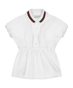 Gucci Capsleeve Polo Top With Striped Collar Trim - No