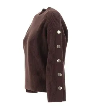 KAOS Button-sleeve Ribbed Knitted Sweater