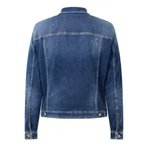 Dsquared2 Ripped Splatter Print Denim Jacket
