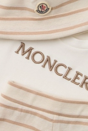 Moncler Striped Cotton Interlock Set With Embroidered Logo And Bonnet