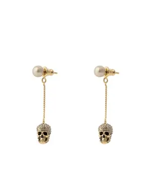 Alexander McQueen Pearl And Embellished Skull Drop Earrings - No