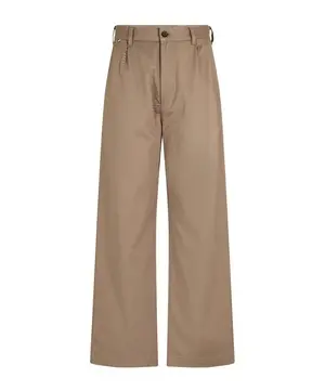 Hugo Boss Buttonzip Waist Pleated Wideleg Trousers - Brown