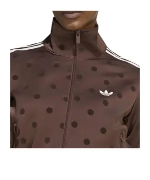 ADIDAS ORIGINALS Cropped Polka Dot Track Jacket With Stand-up Collar