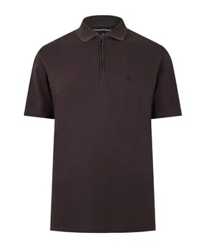 Emporio Armani Solid Color Polo Shirt - Black