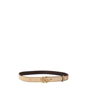 Gucci Gucci Suede Leather Belt With Goldtoned Interlocking GG Buckle No