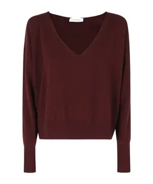 ROBERTO COLLINA Relaxed Vneck Cropped Knit Sweater