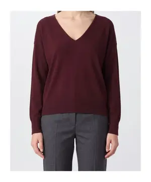 ROBERTO COLLINA Relaxed Vneck Cropped Knit Sweater