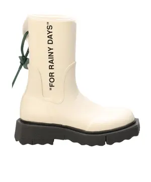 Off-White Letter Print Chunky Sole Rain Boots - No