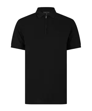 Emporio Armani Solid Color Polo Shirt - Black