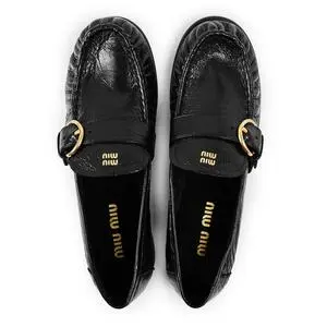 Miu Miu Crinkled Leather Loafers